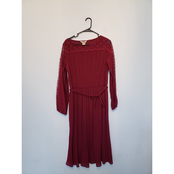 Sears | Dresses | Vtg Sears Womens 6 Midi Dress Maroon Red Long Sleeve ...